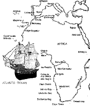 Map Showing First Voyages with Naus